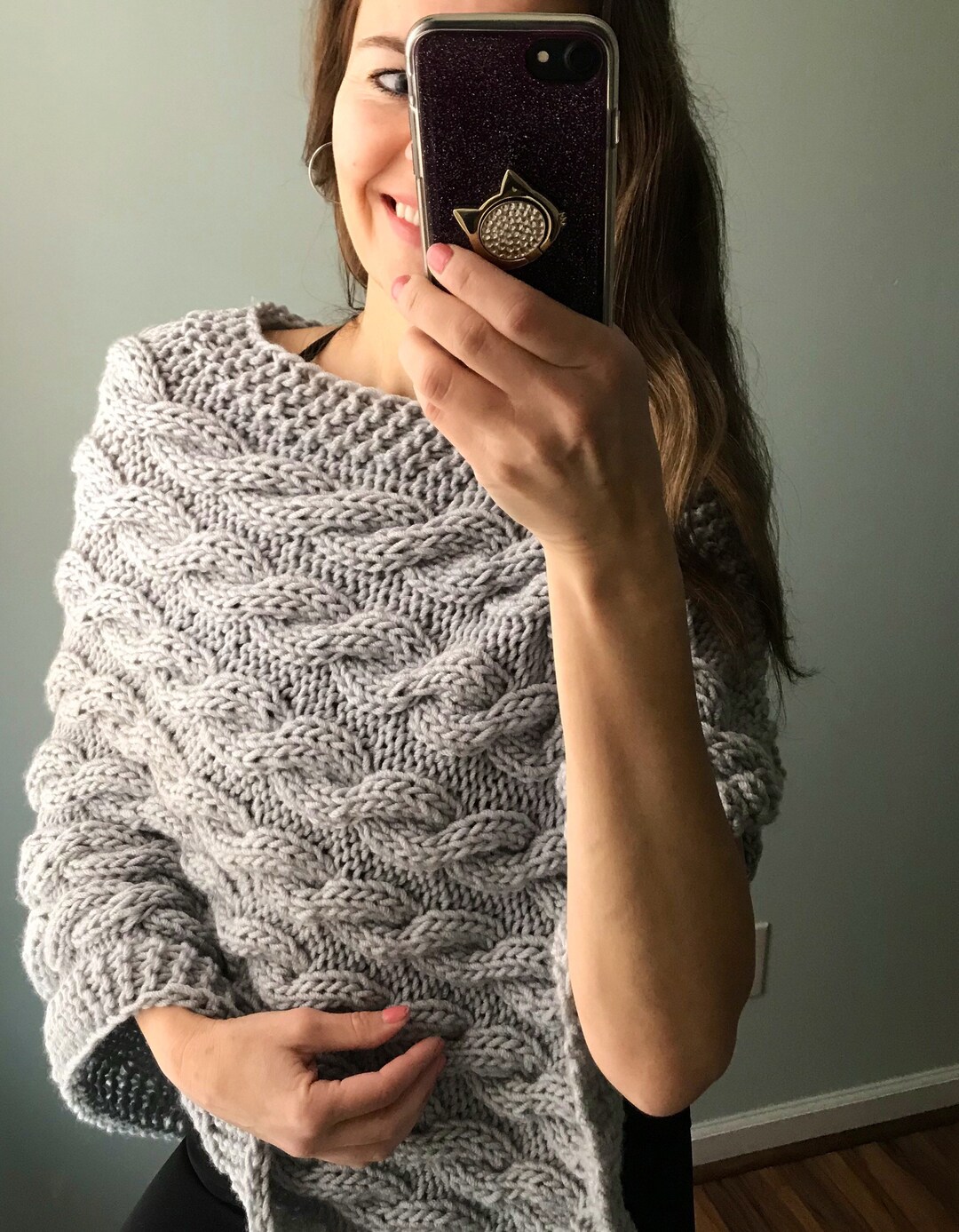 KNITTING PATTERN DIY the River Flow Cabled Capelet Wrap, Knitting ...