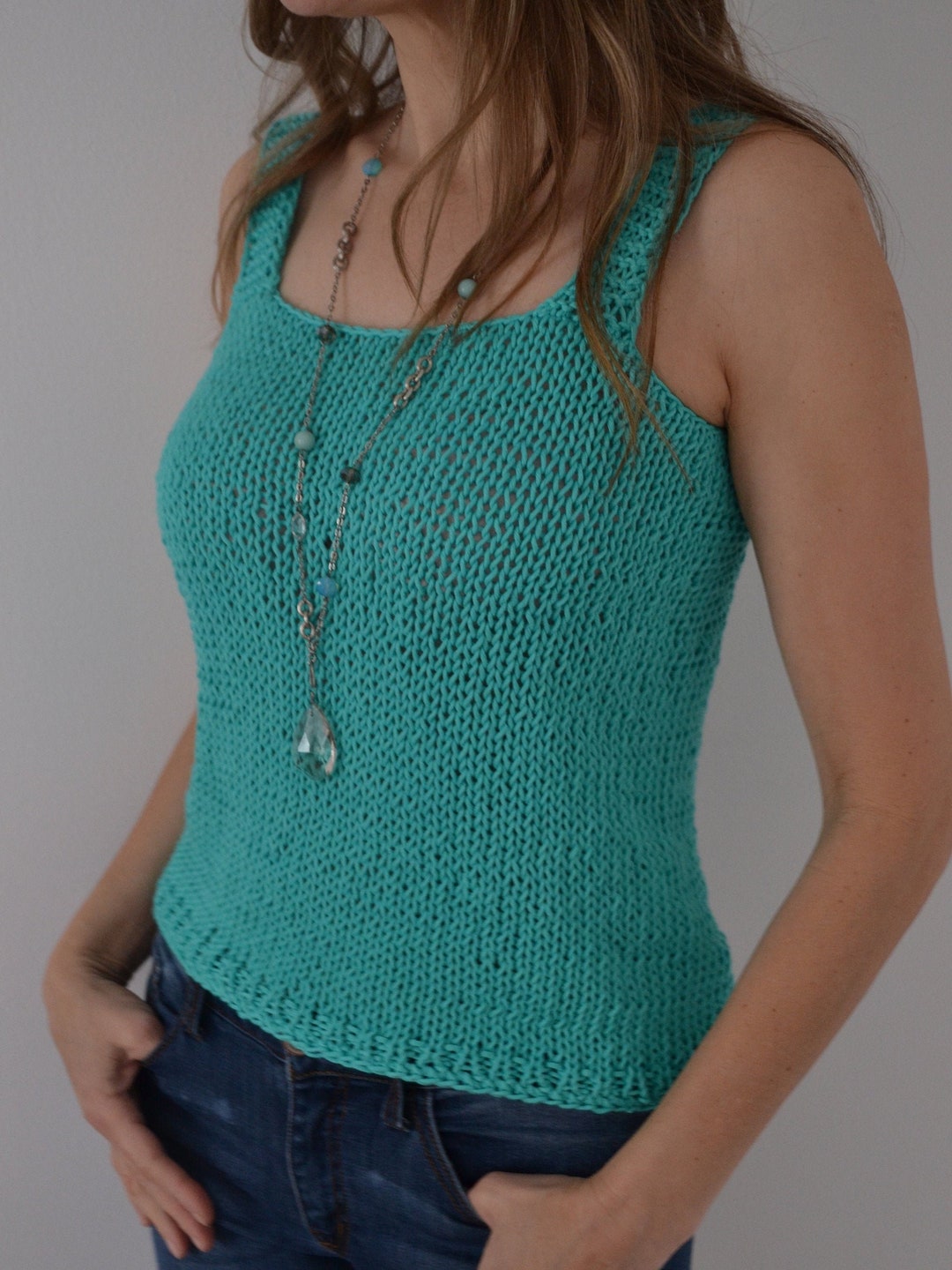 KNITTING PATTERN DIY Fresh Cotton Tank Top Women's Knit Top, Tank Top ...