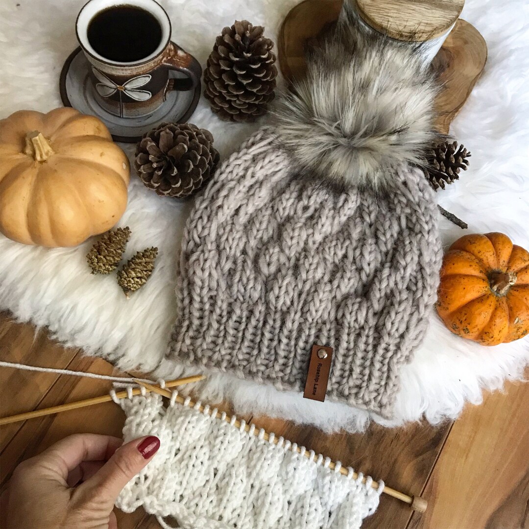 Knitting Pattern Bubble Stitch Beanie Hat, DIY Cool Knit Hat Pattern ...