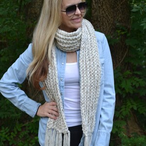 DIY Crochet Pattern Chunky Crochet Ribbed Scarf, Women's Chunky Boho ...