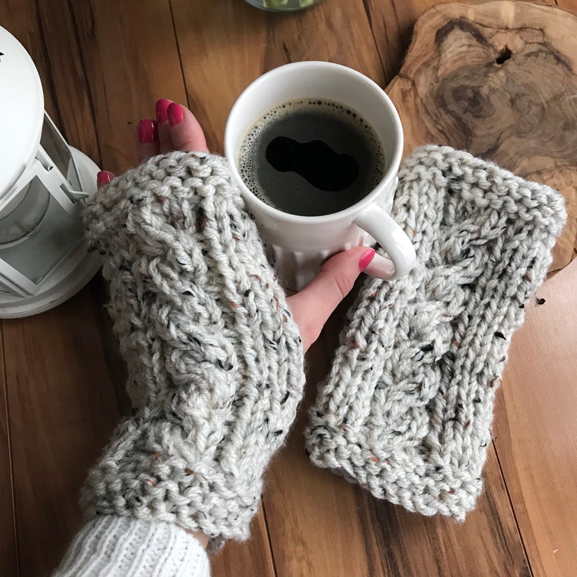 DIY Knitting Pattern Cabled Fingerless Gloves Simple - Etsy