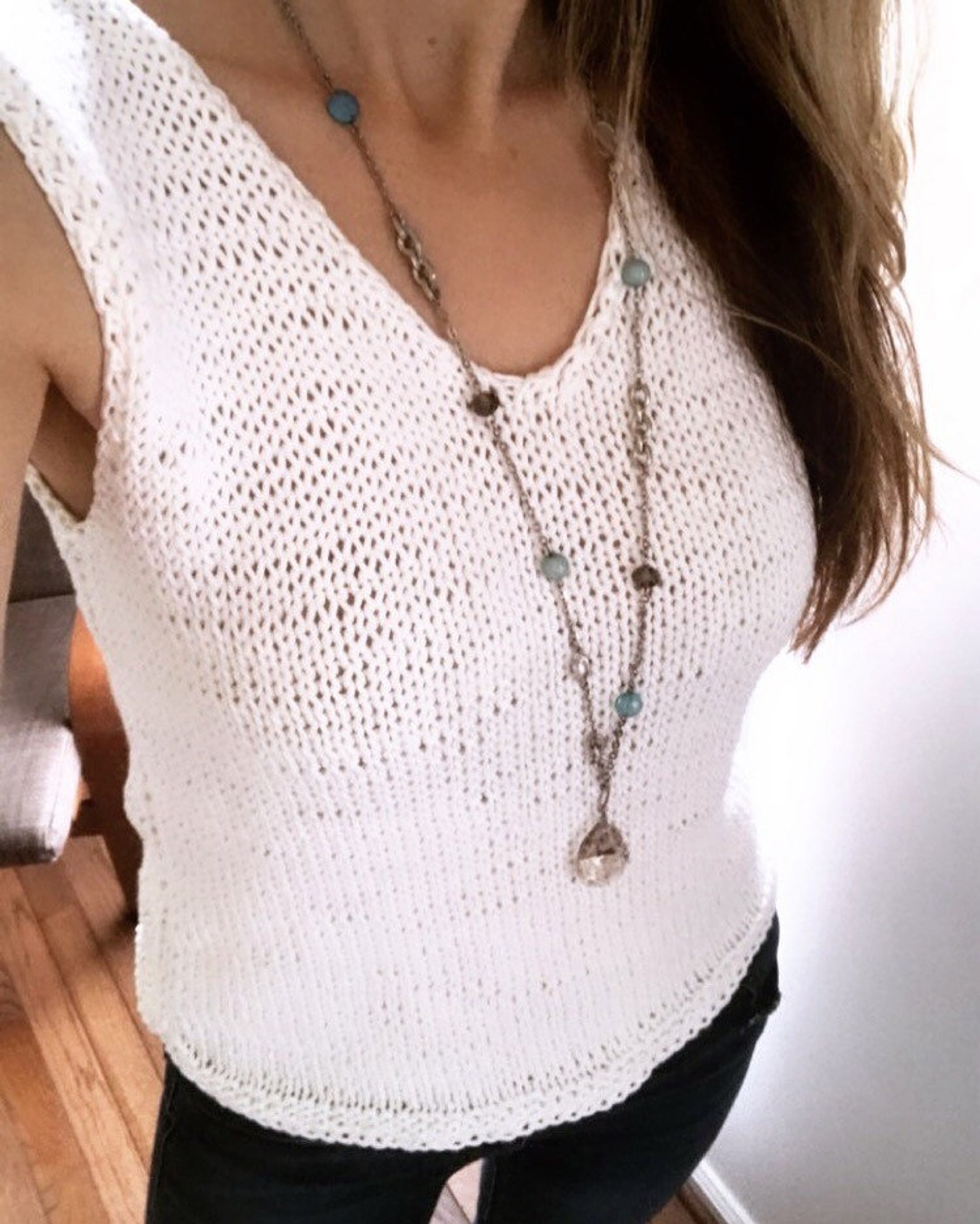 KNITTING PATTERN DIY Basic Cotton Tank Top Women's Knit Top, Tank Top ...