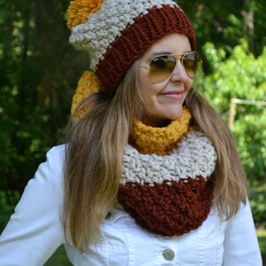 Knitting PATTERN BUNDLE Cabin Life Beanie Hat Cowl Scarf Set, Snood DIY ...