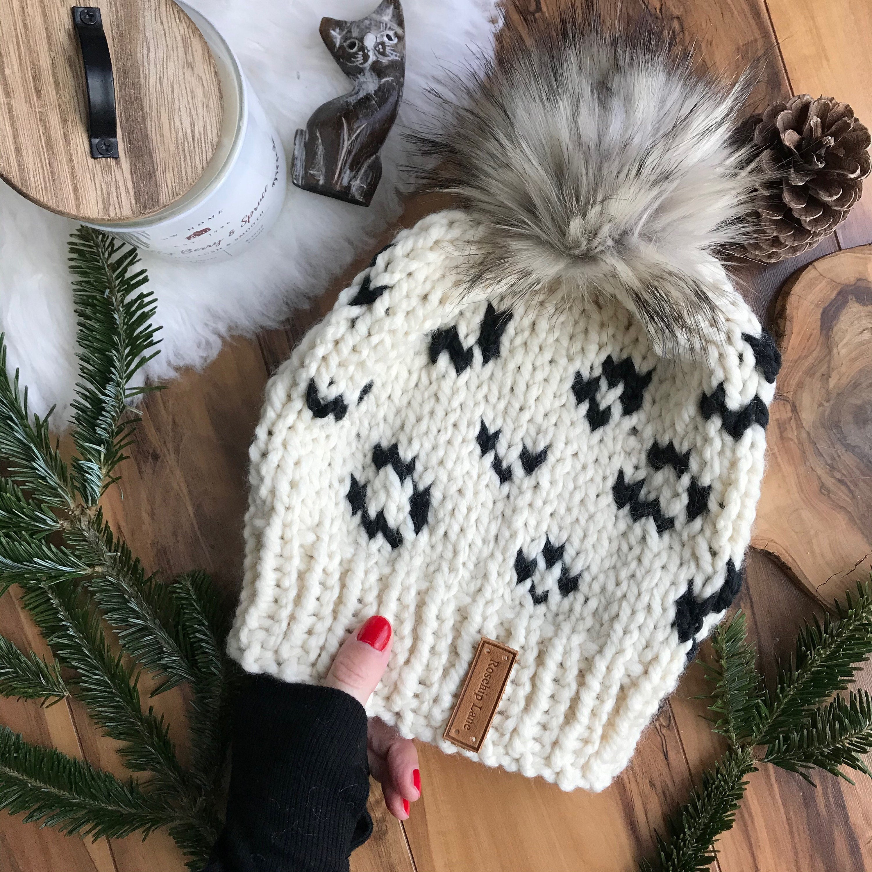 KNITTING PATTERN Animal Print Beanie, Women's Knit Animal Print Beanie ...