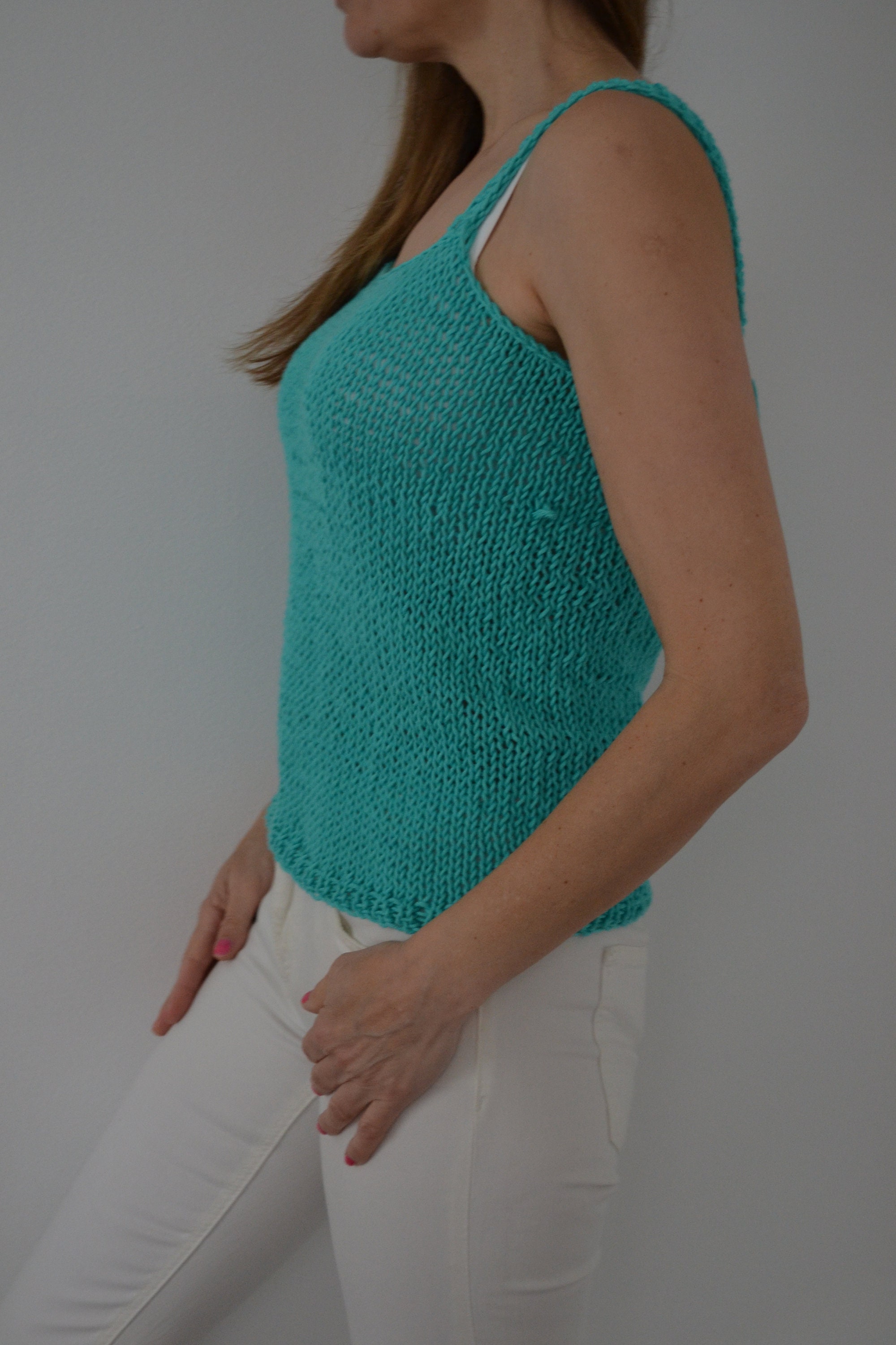 KNITTING PATTERN DIY Fresh Cotton Tank Top Women's Knit Top, Tank Top ...