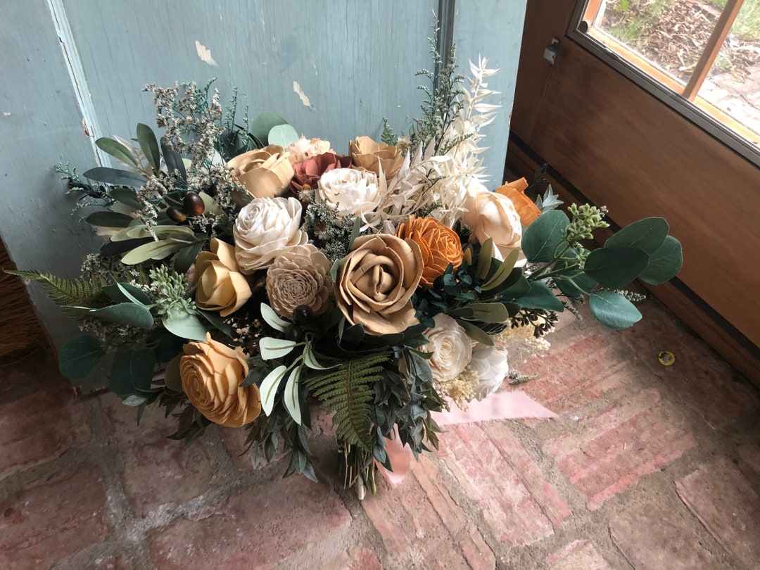 ANDREA Wood Flower Bouquets Sola Wood Flowers, Fern & Ruscus - Etsy