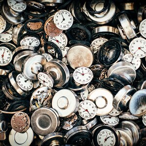 Still Life Photography, Black, White, Rust Colored Time Pieces, Clocks ...