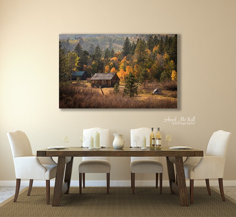 Farmhouse Canvas Print, Fall Leaves Photo Print, Autumn Wall Art ...