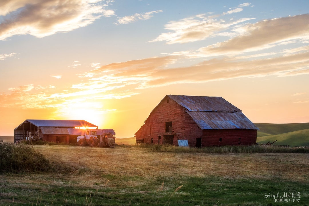 Large Rural Landscape Photography, Red Barn, Farm House Decor, Palouse ...