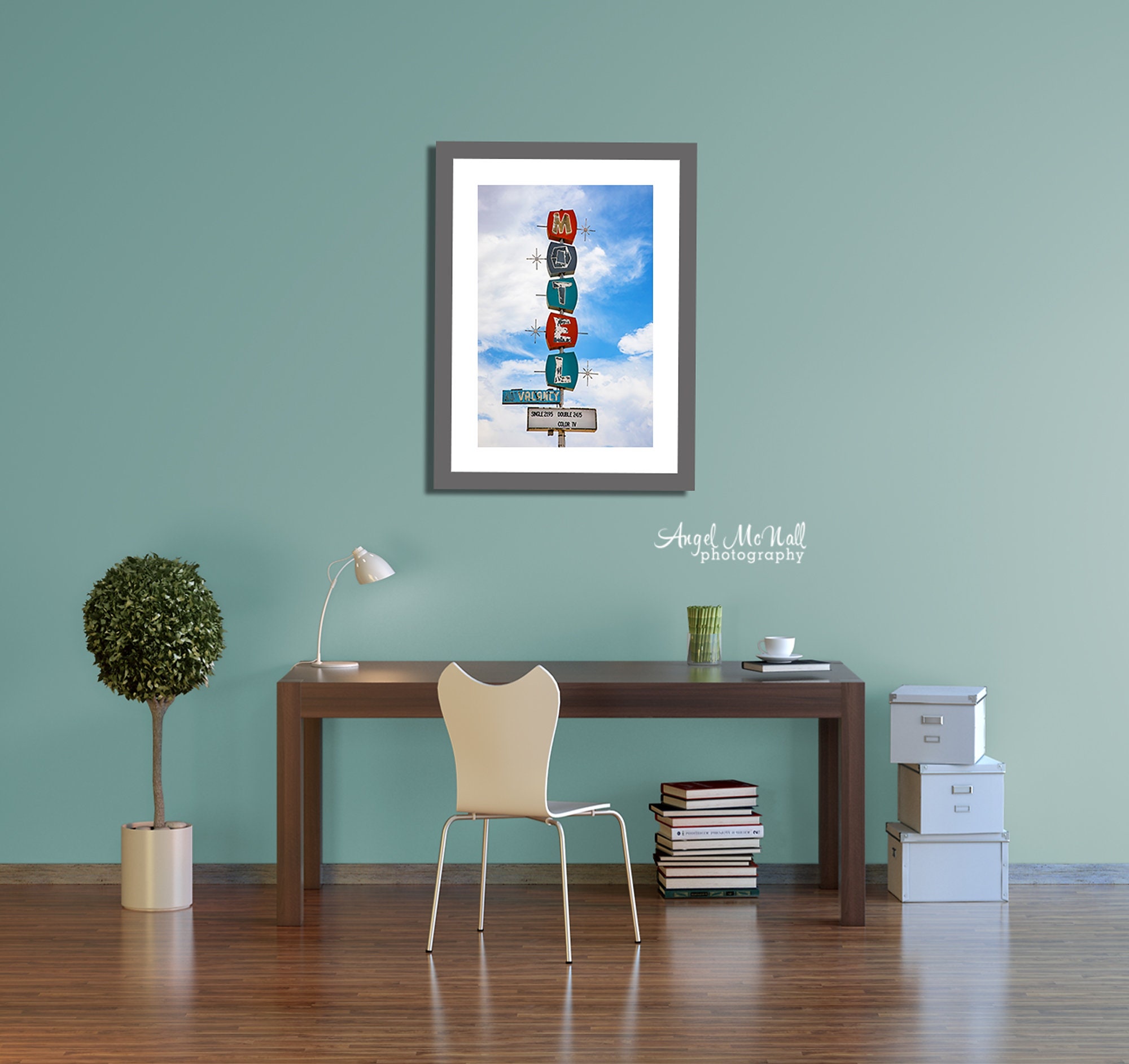 Retro Motel Sign Print Vintage Motel Retro Wall Decor Mid - Etsy