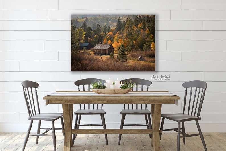 Farmhouse Canvas Print, Fall Leaves Photo Print, Autumn Wall Art ...