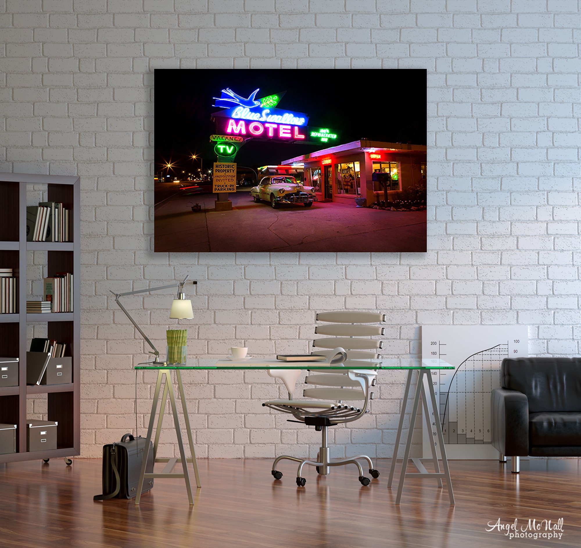Route 66 Photography, Blue Swallow Motel Print, Vintage Motel Print ...