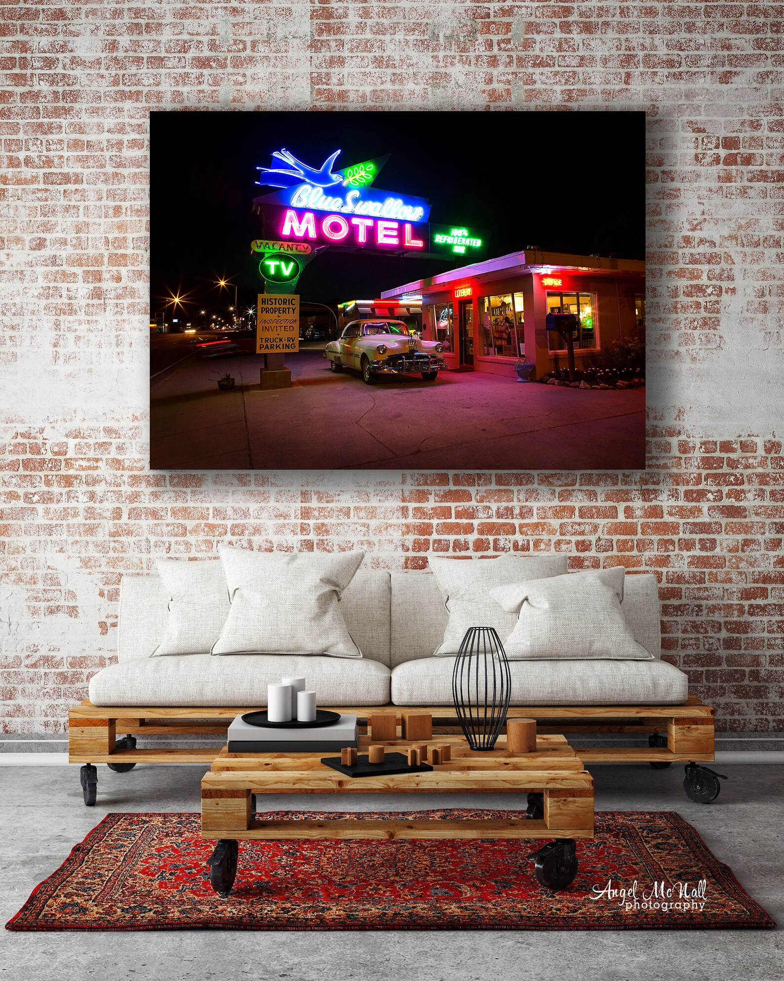 Route 66 Photography, Blue Swallow Motel Print, Vintage Motel Print ...