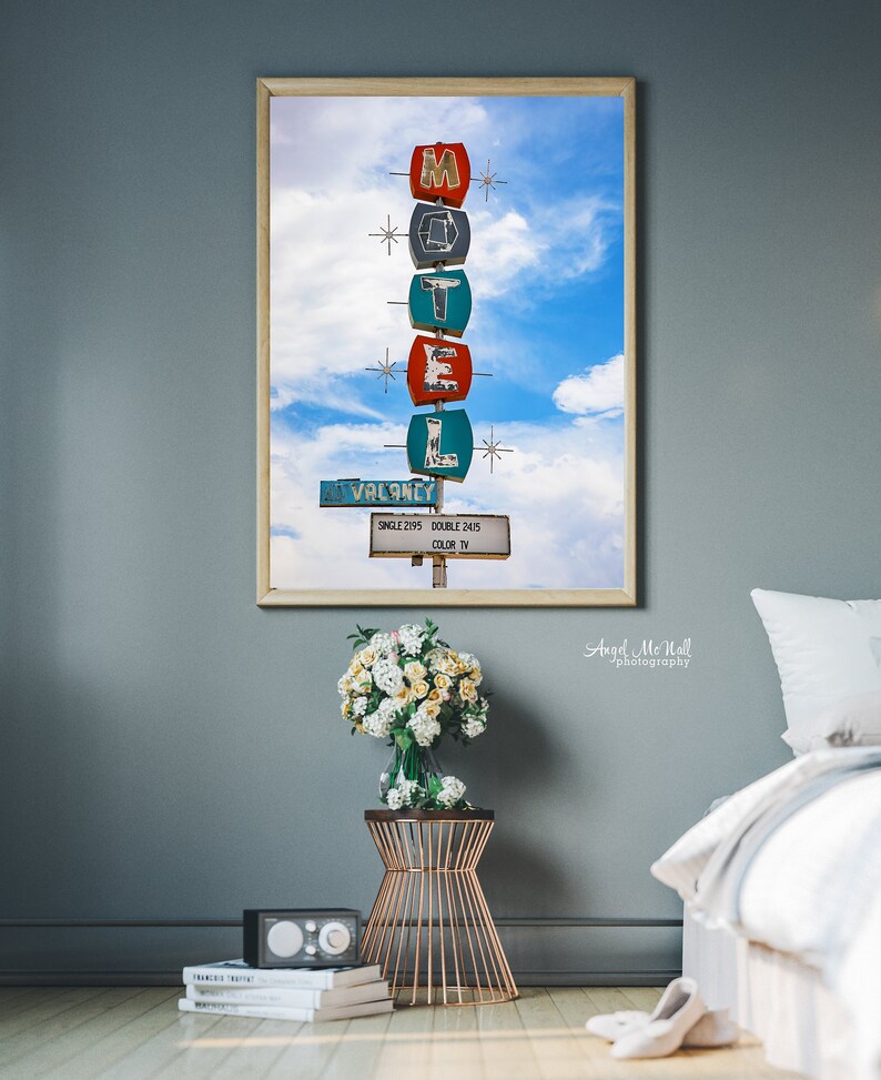 Retro Motel Sign Print Vintage Motel Retro Wall Decor Mid - Etsy
