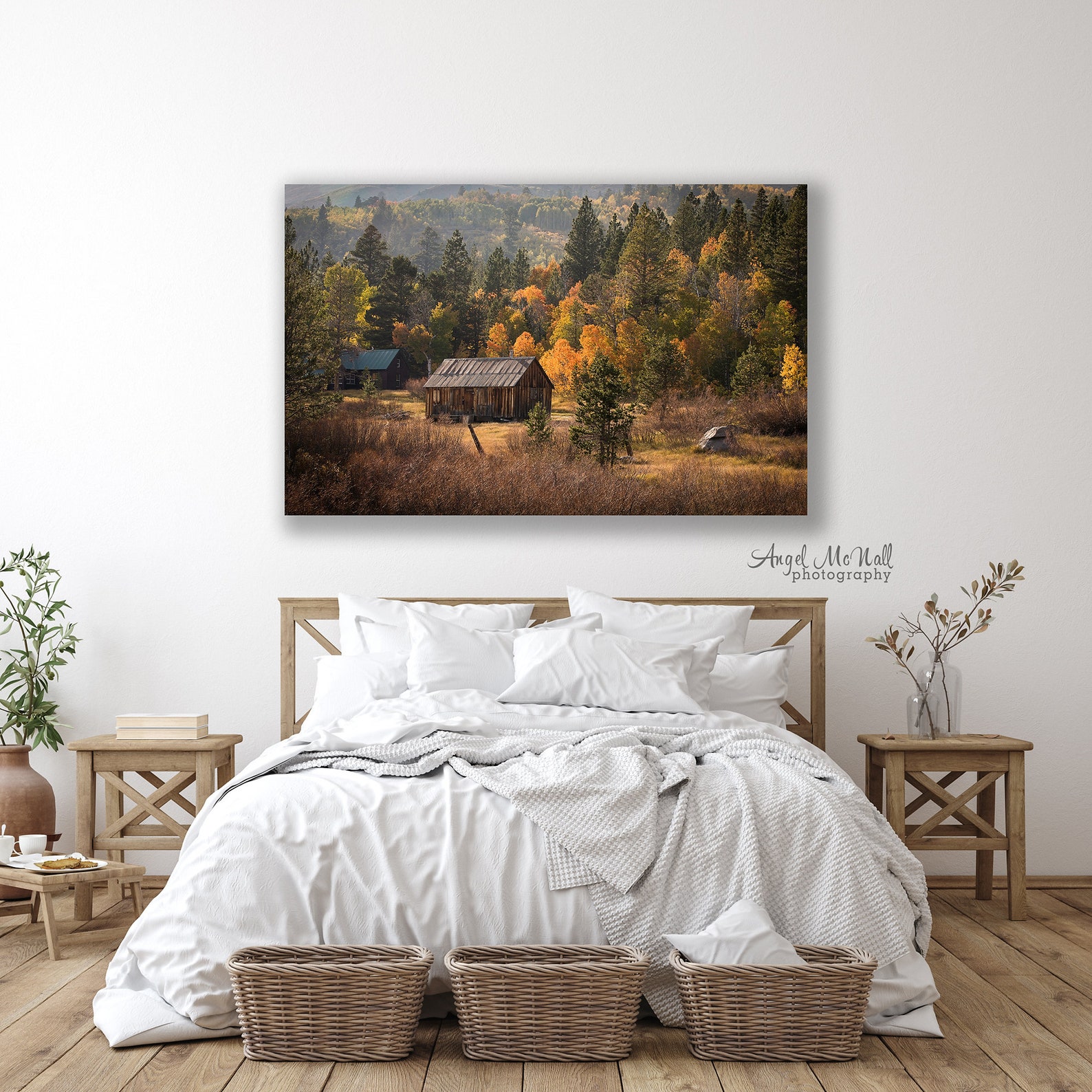 Farmhouse Canvas Print, Fall Leaves Photo Print, Autumn Wall Art ...