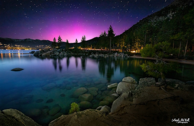 Lake Tahoe Night Photography Print, Lake Tahoe Canvas, Tahoe Metal ...
