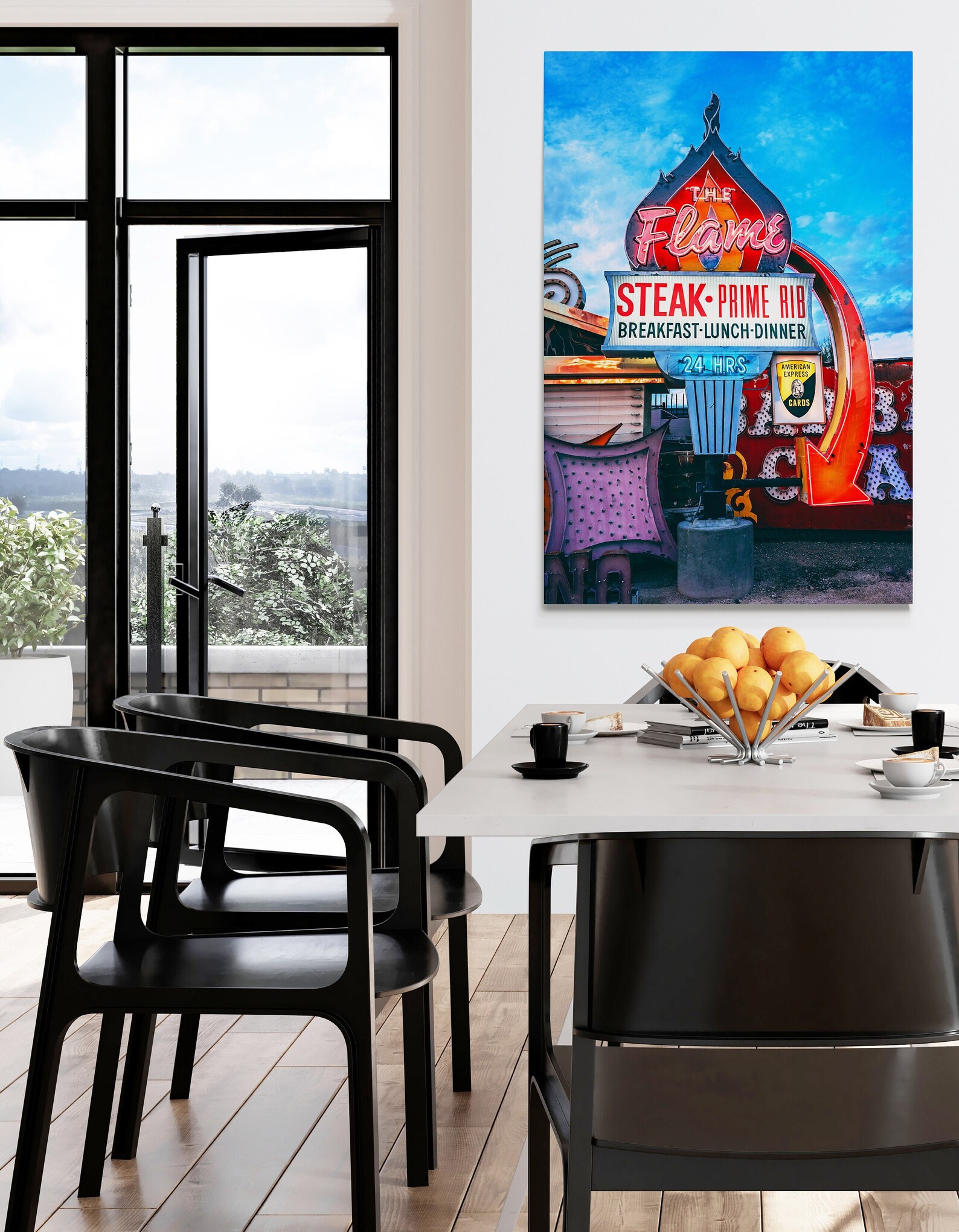 Retro Las Vegas Sign Print, the Flame Steakhouse Sign, Classic Neon ...