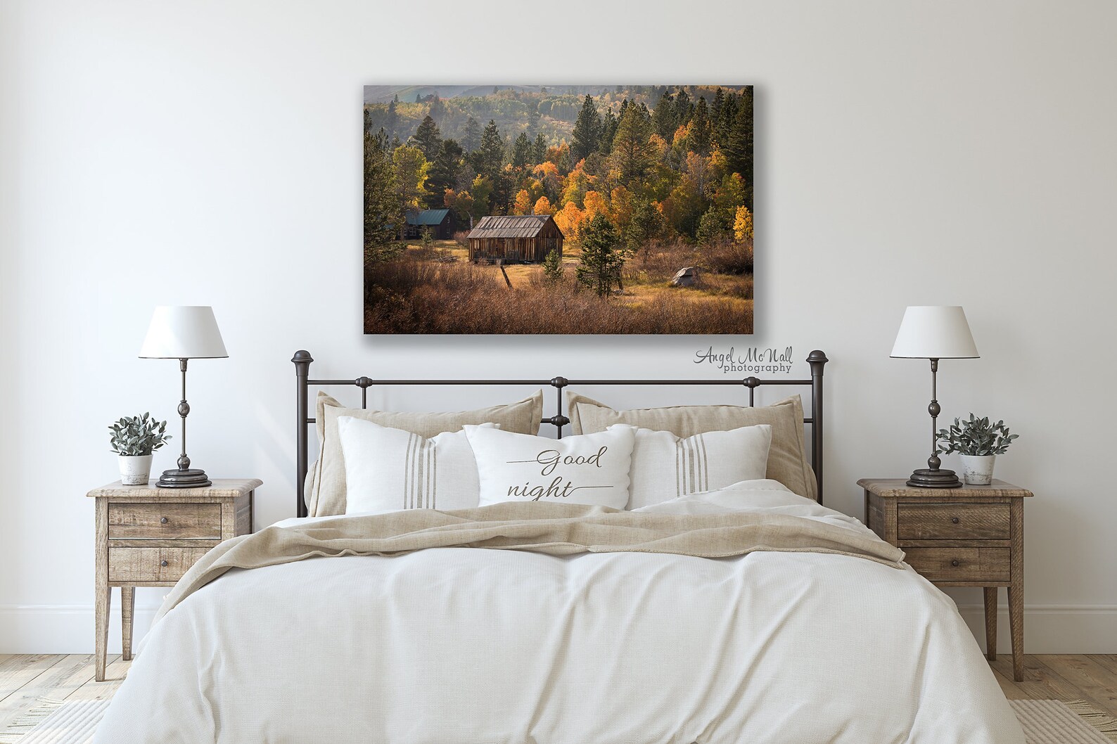 Farmhouse Canvas Print, Fall Leaves Photo Print, Autumn Wall Art ...