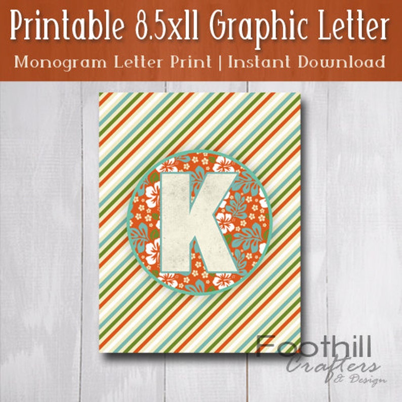 INSTANT DOWNLOAD Monogram Letter k Print Multi - Etsy