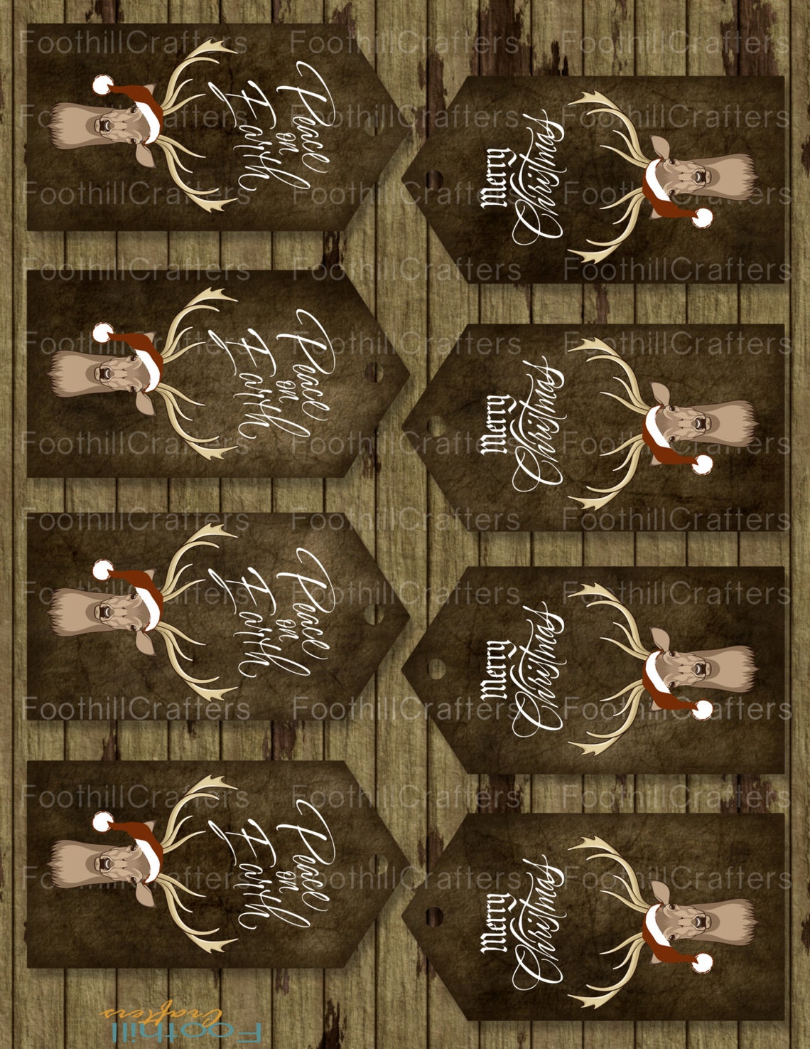 Instant Download 8 Christmas Deer Gift Tags 3.75 X 2 Inches - Etsy