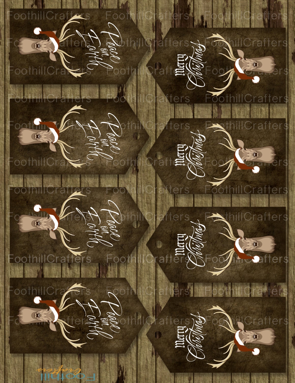 Instant Download 8 Christmas Deer Gift Tags 3.75 X 2 Inches - Etsy