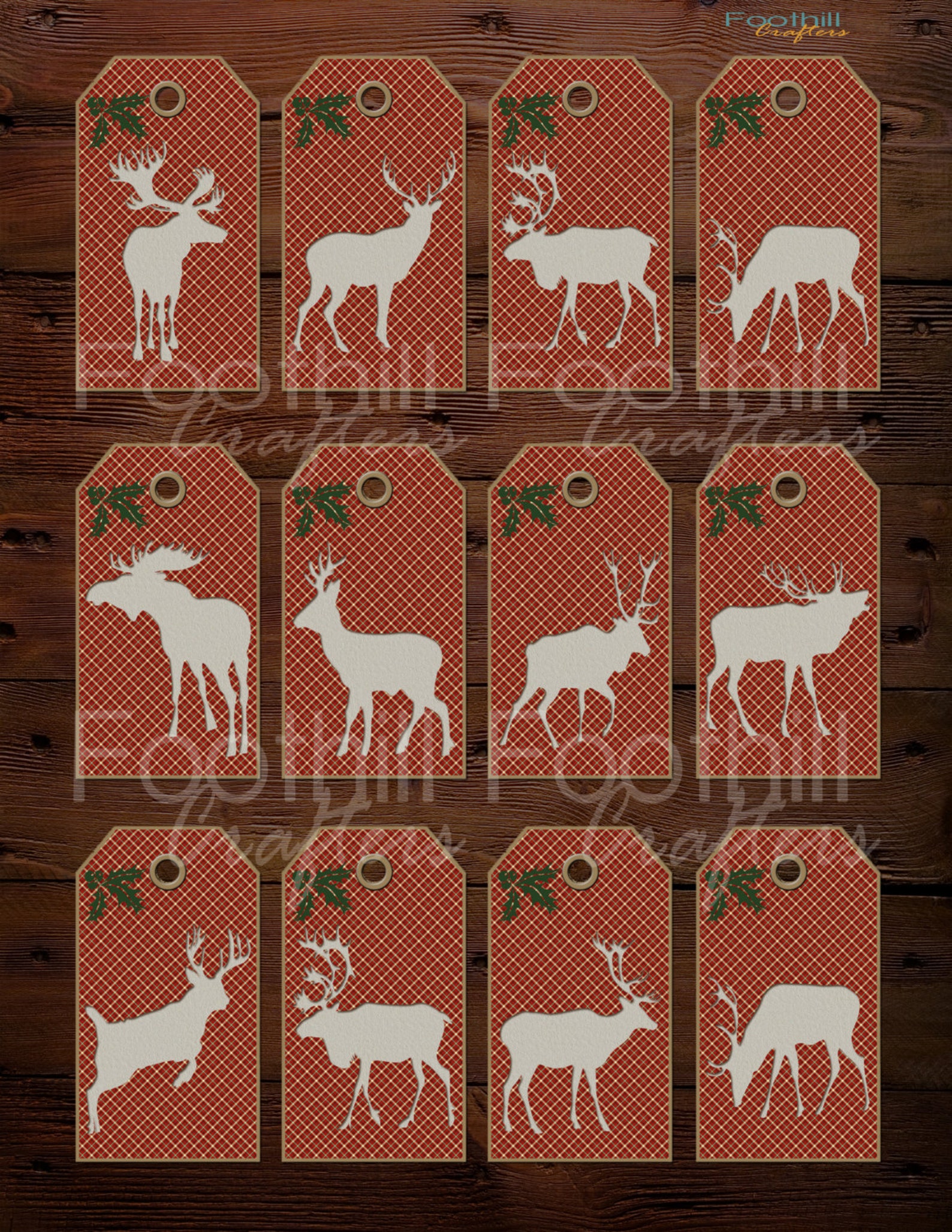 INSTANT DOWNLOAD 12 Christmas Deer Gift Tags 1 5 X 2 7 8 Etsy
