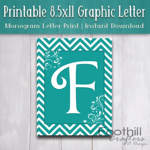 INSTANT DOWNLOAD Monogram Letter f Print With - Etsy