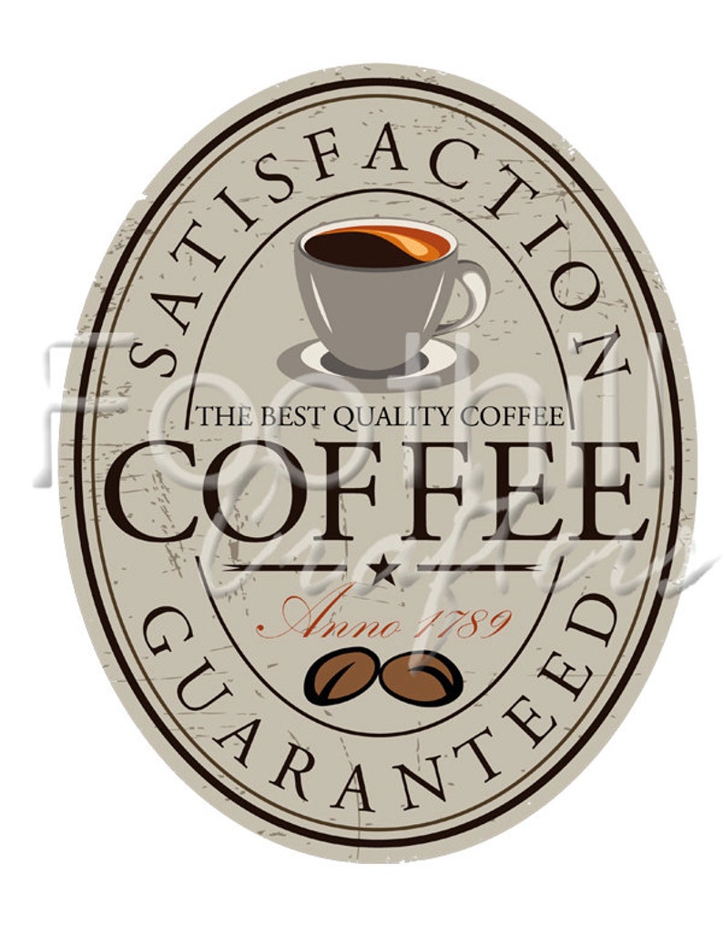 INSTANT DOWNLOAD Vintage Coffee Oval Sign Digital Graphic - Etsy