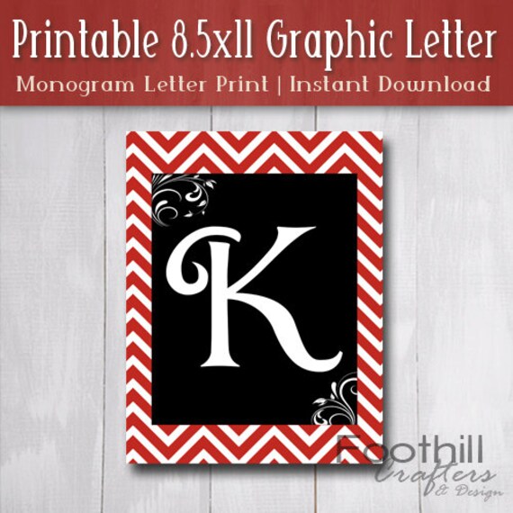 Chevron Pattern With Initials K