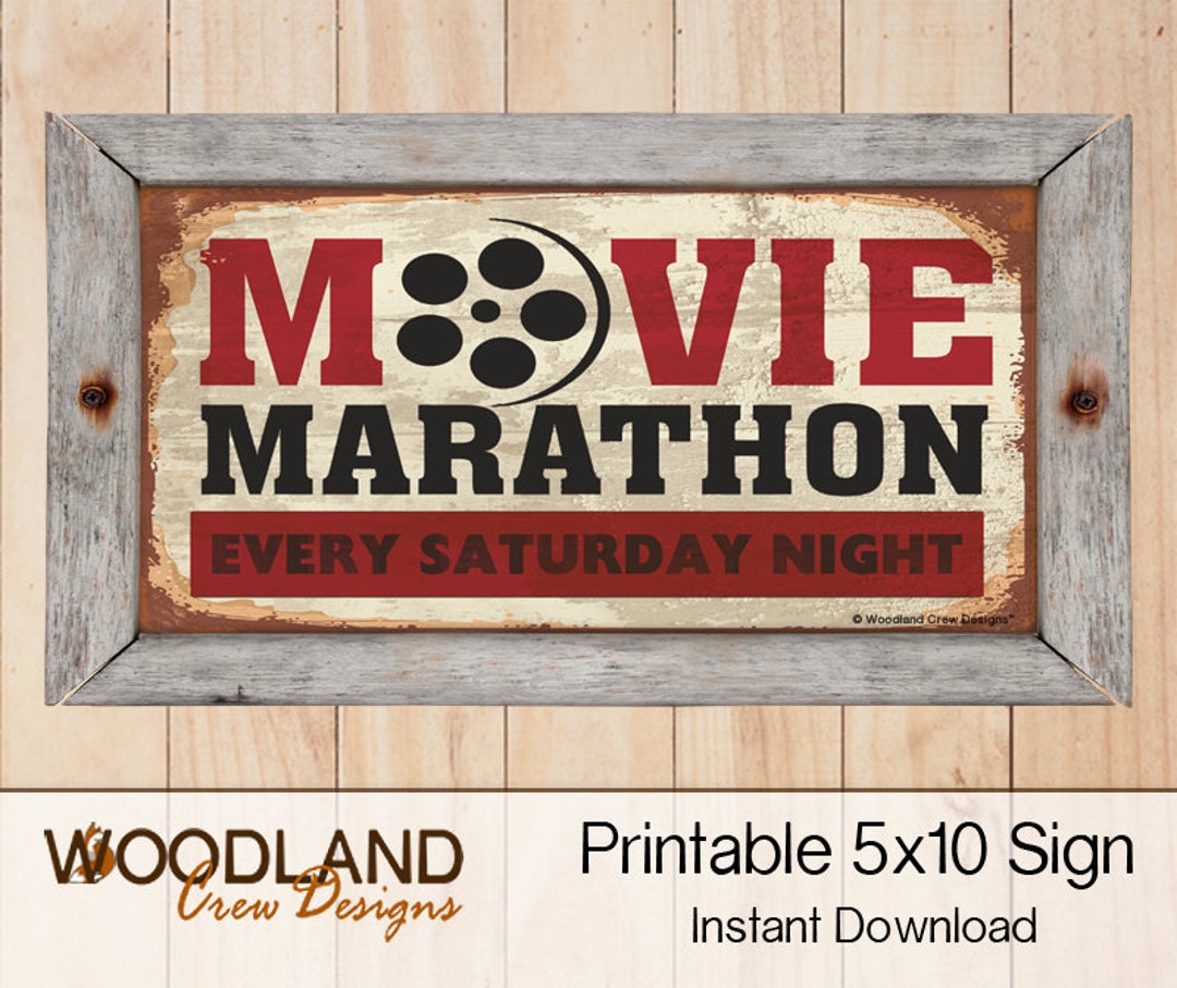 5x10 Printable Sign Movie Marathon Printable Digital Graphic - Etsy