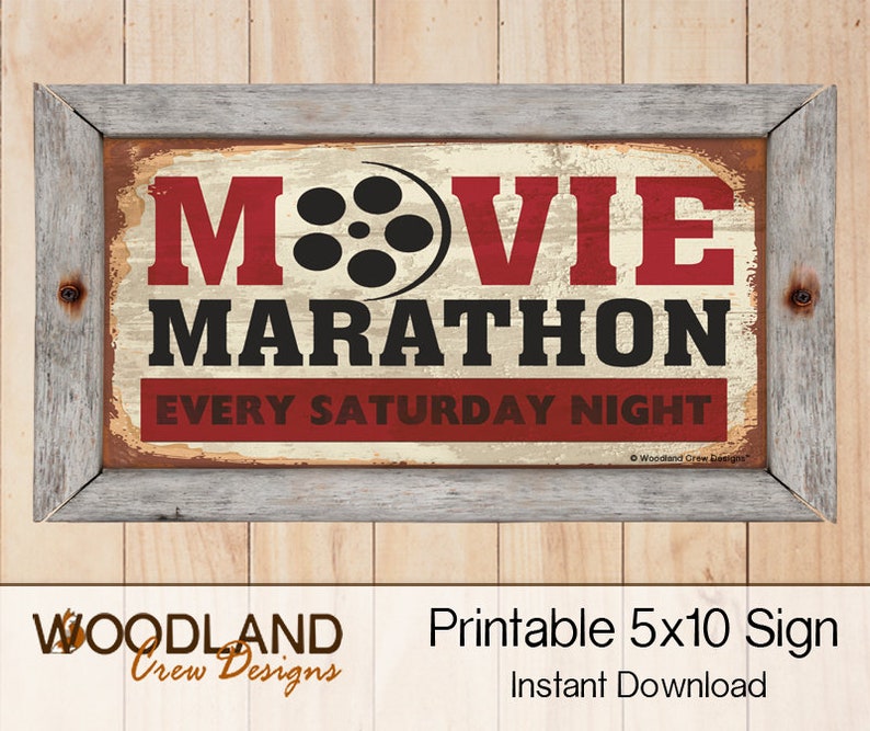 5x10 Printable Sign Movie Marathon Printable Digital Graphic - Etsy
