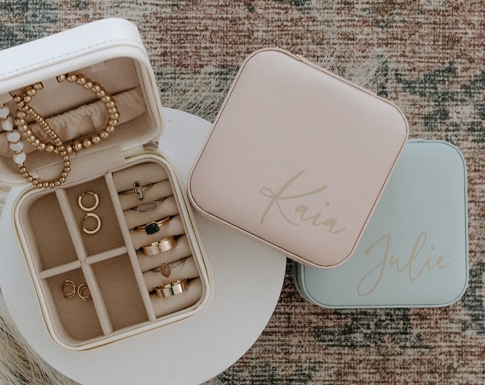 Monogram Travel Jewelry Case, Personalized Custom Printed Jewelry Box ...