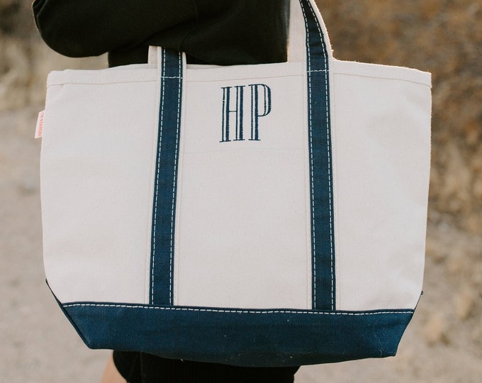 Monogrammed Canvas Tote Bag Monogram Tote Bag Personalized Canvas Tote ...