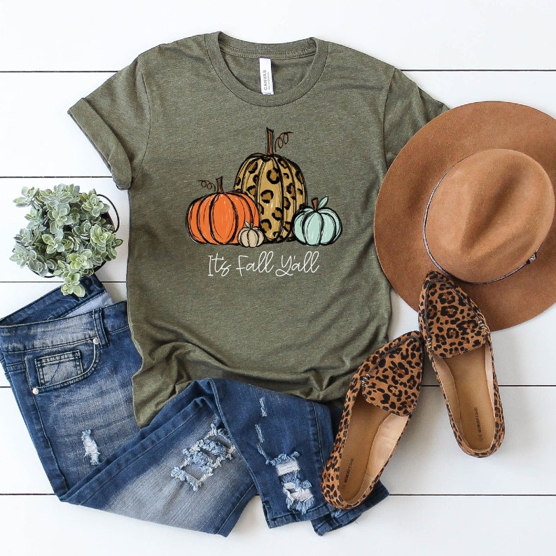 Fall Tshirts, Fall Shirts Women, It's Fall Y'all Pumpkin Shirt, Women's ...