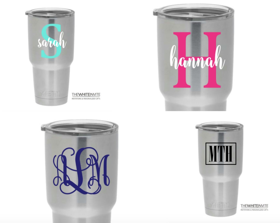 Custom Monogram Decal for 20oz or 30oz Yeti Rambler Cup or RTIC Cup - Etsy