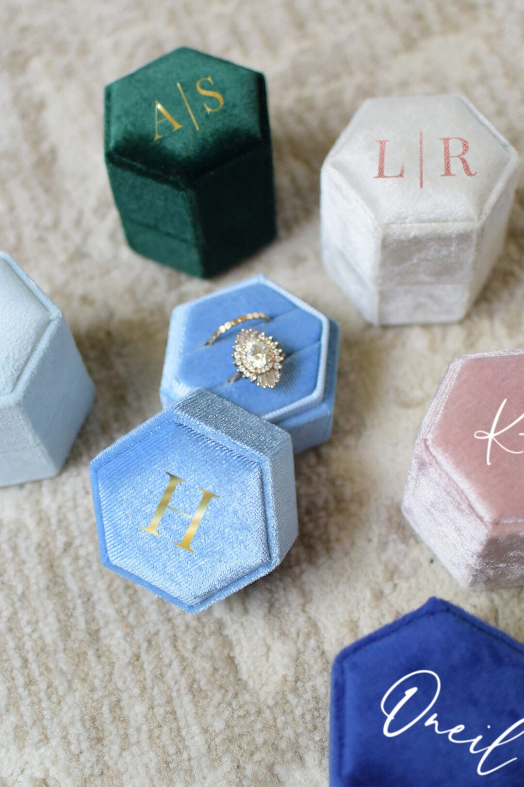 Velvet Ring Box, Custom Weddings Ring Box, Engagement Ring Box, Ring ...