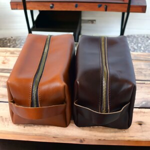 Personalized Leather Dopp Kit With Name Initial Custom Makeup Bag ...