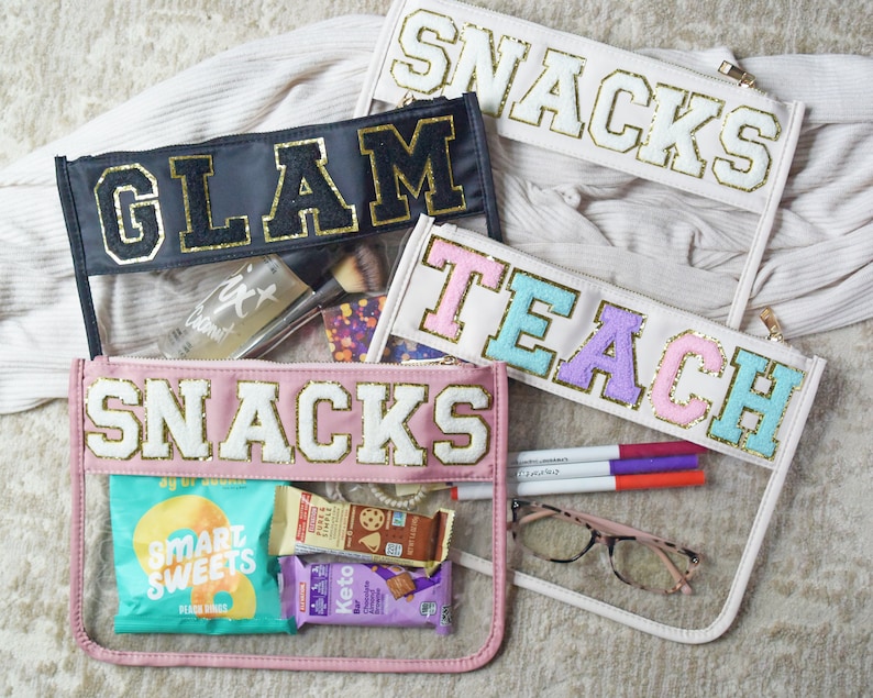Clear Pouch With Patches Varsity Letter Patches Personalized - Etsy