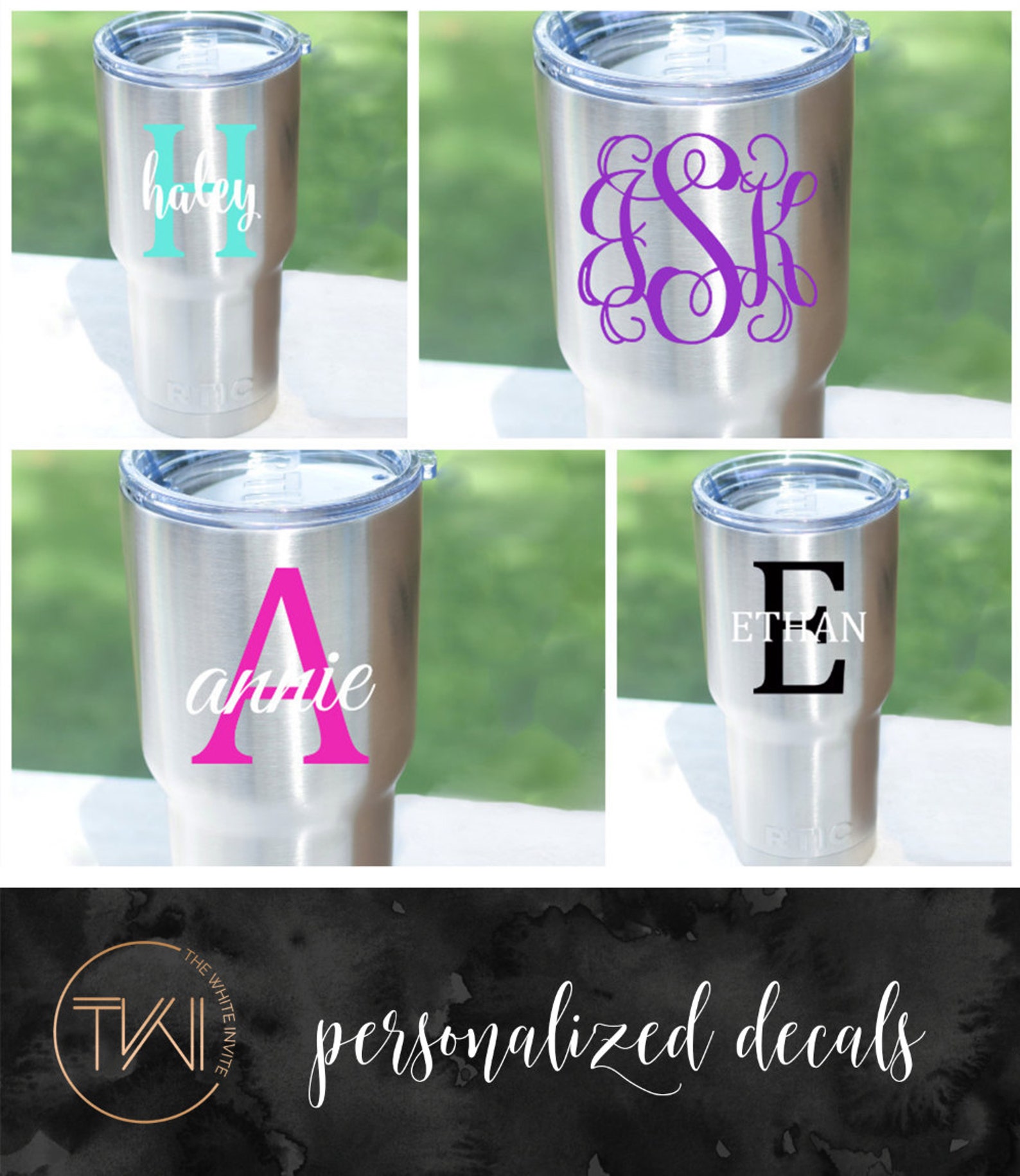 RTIC Decal - YETI Decal - Personalized Monogram Decal for 20oz or 30oz ...