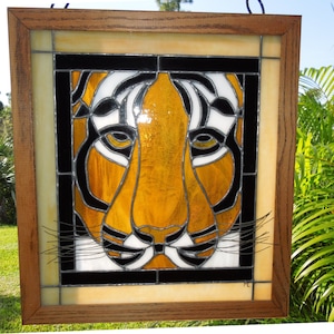Tiger Stained Glass Panel - Etsy