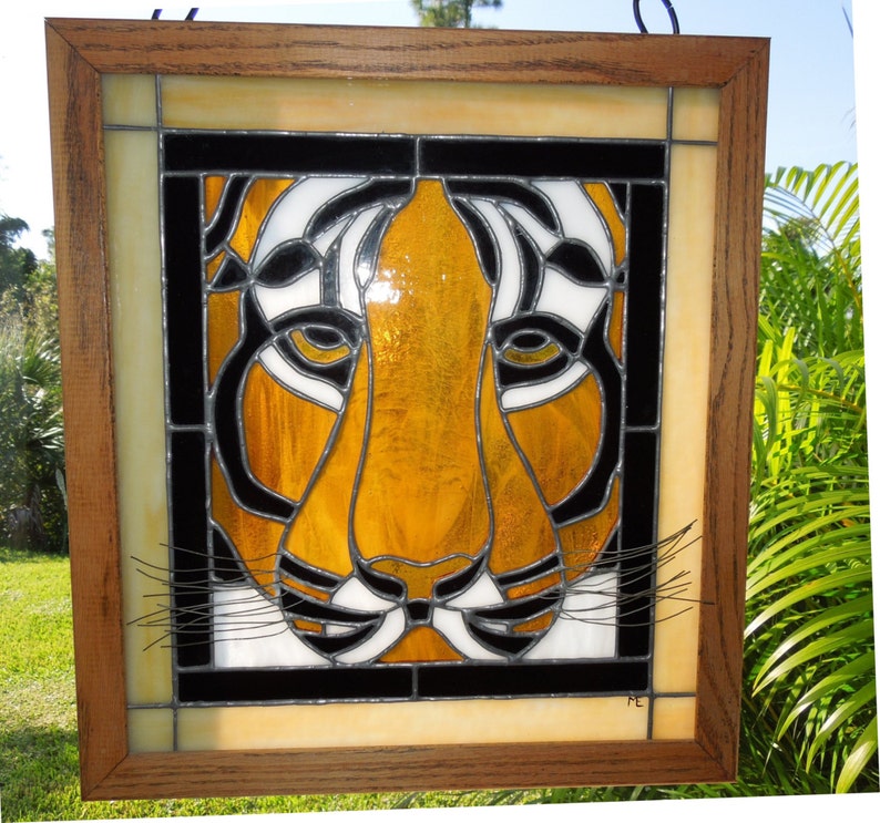 Tiger Stained Glass Panel - Etsy