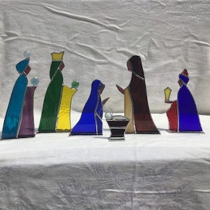 FREE SHIPPING! 6 Piece Stained Glass Nativity Set - Etsy