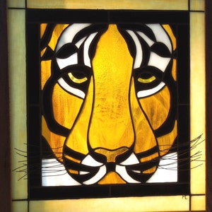 Tiger Stained Glass Panel - Etsy