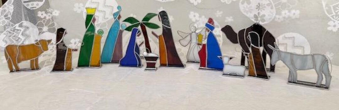 Stained Glass Nativity Set 14 Pieces - Etsy