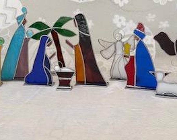 Stained Glass Nativity Set 14 Pieces - Etsy