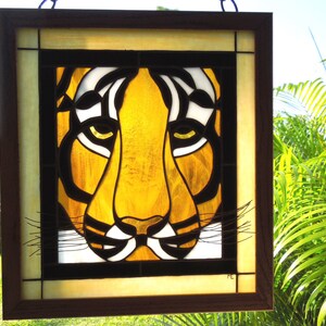 Tiger Stained Glass Panel - Etsy