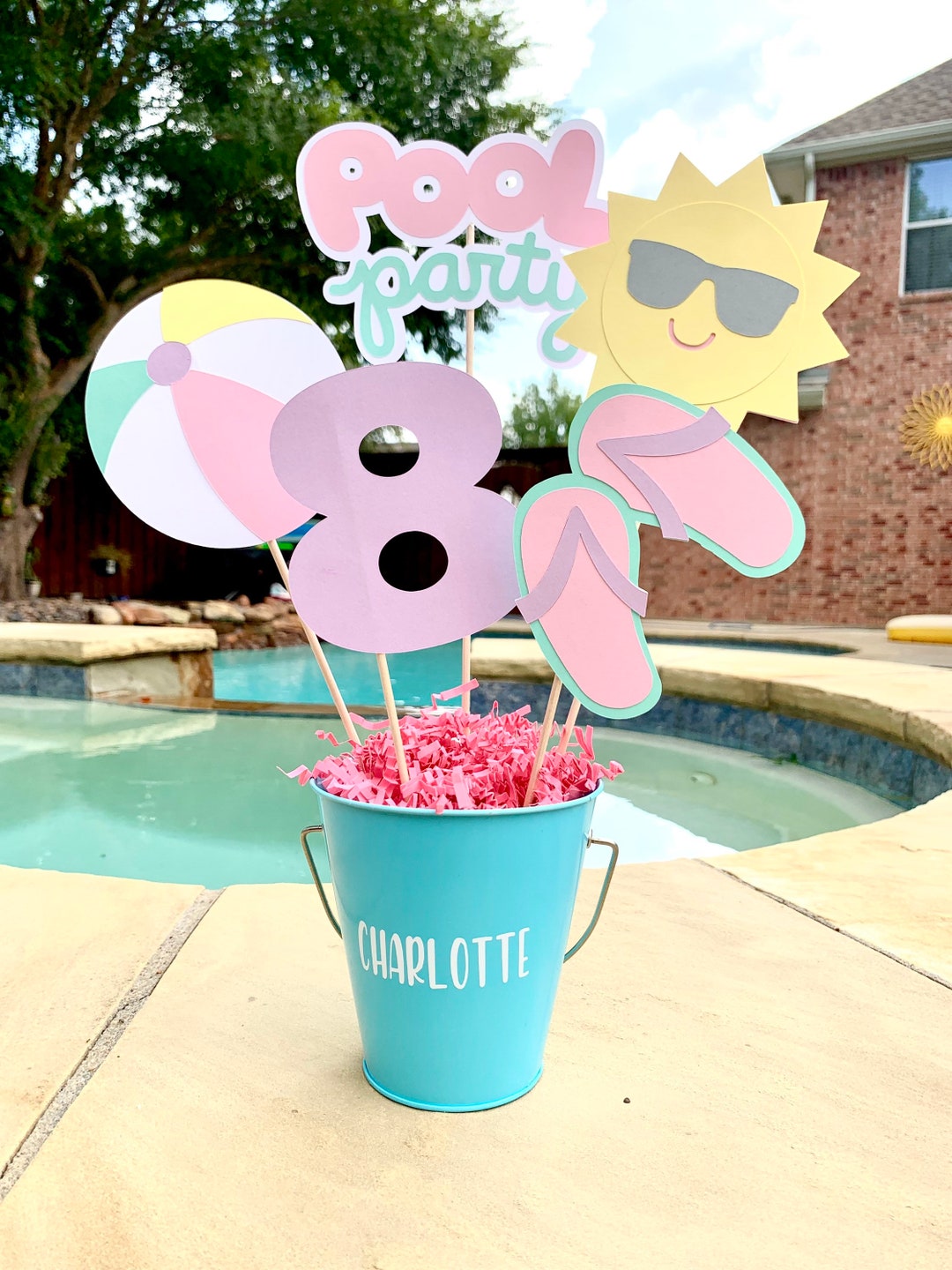 Pool Party Centerpiece: Personalized Birthday Photo Prop - Etsy