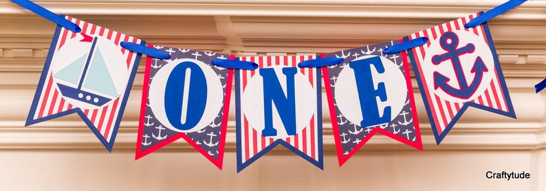 Nautical Birthday Party Banner High chair Banner Nautical | Etsy