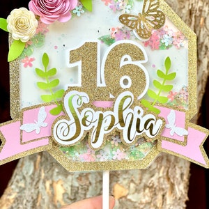 Sweet Sixteen Cake Topper Shaker: Garden Party Decoration - Etsy