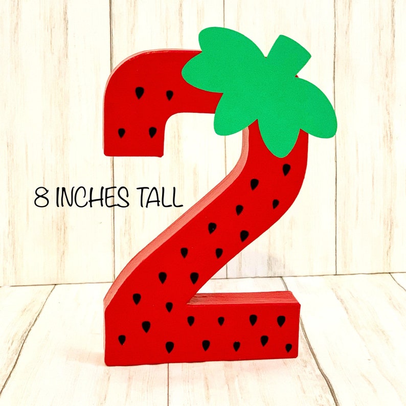 Strawberry Party Strawberry Birthday Block Numbers First - Etsy